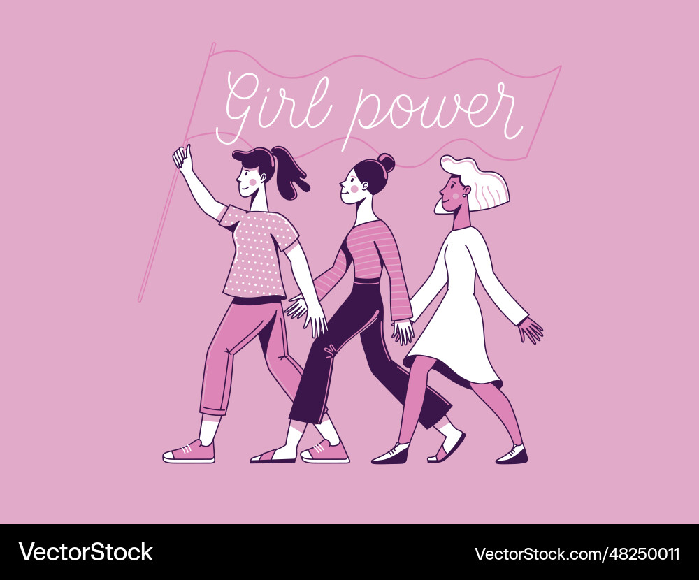 With hand-lettering phrase - girl power Royalty Free Vector