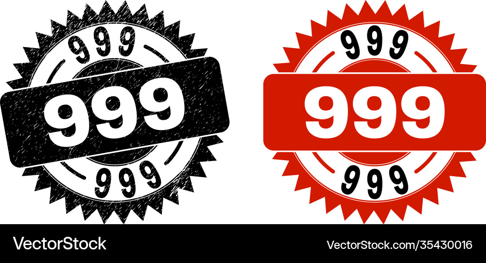 999 black rosette stamp seal with scratched Vector Image