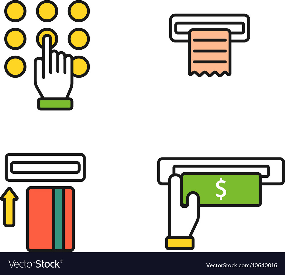 Atm icons set Royalty Free Vector Image - VectorStock