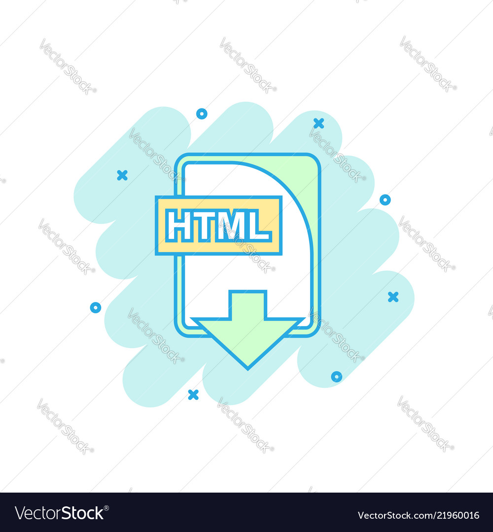 Cartoon colored html file icon in comic style Vector Image