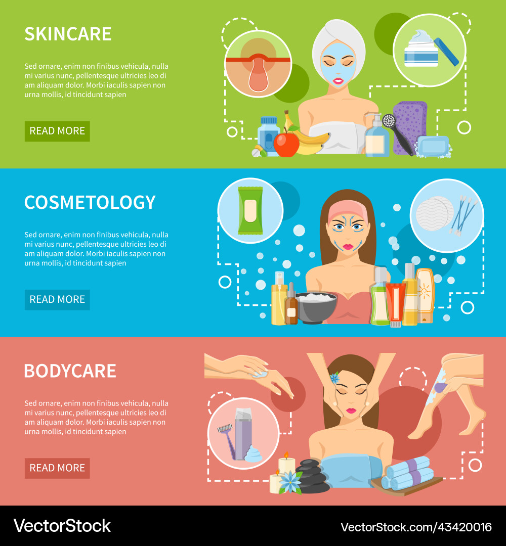 Cosmetology and spa procedures horizontal banners Vector Image