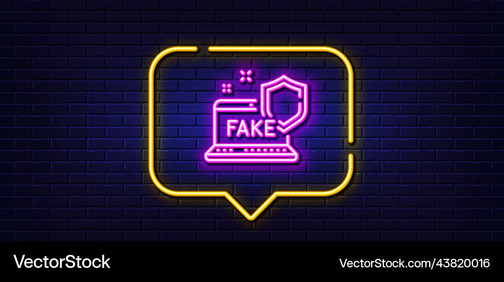 Fake internet line icon web propaganda sign neon Vector Image