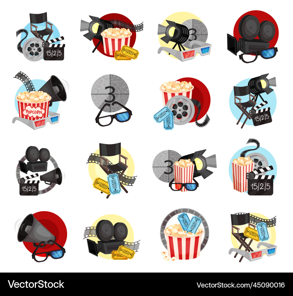 Film composition with cinema items big set Vector Image