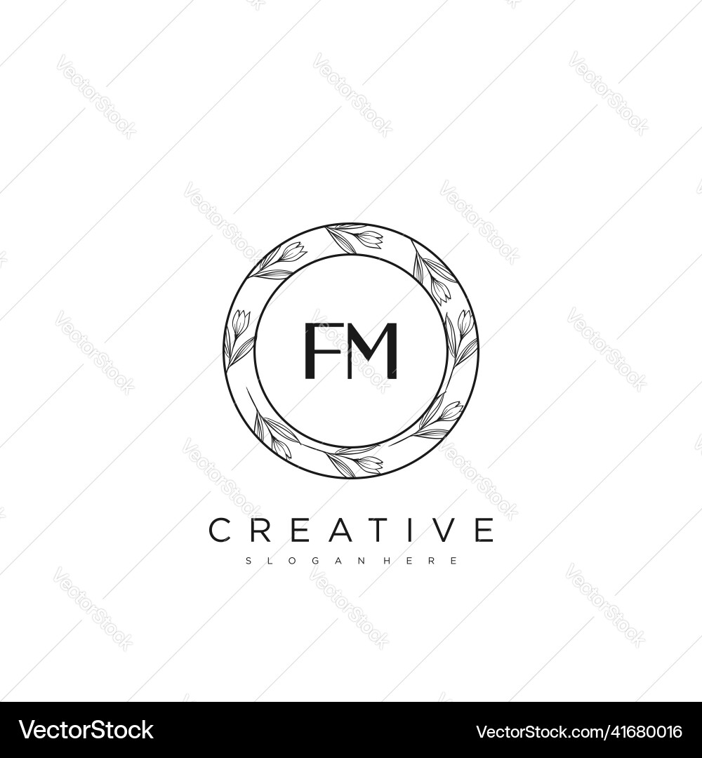Fm initial letter flower logo template premium art