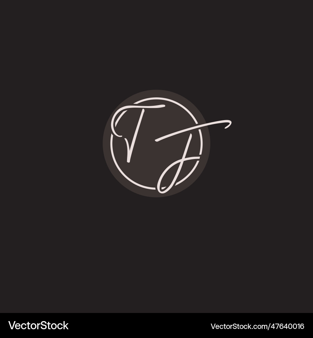 Initials tf logo monogram with simple circle line Vector Image