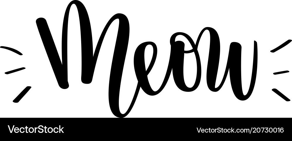 Meow kitten cat love lettering Royalty Free Vector Image