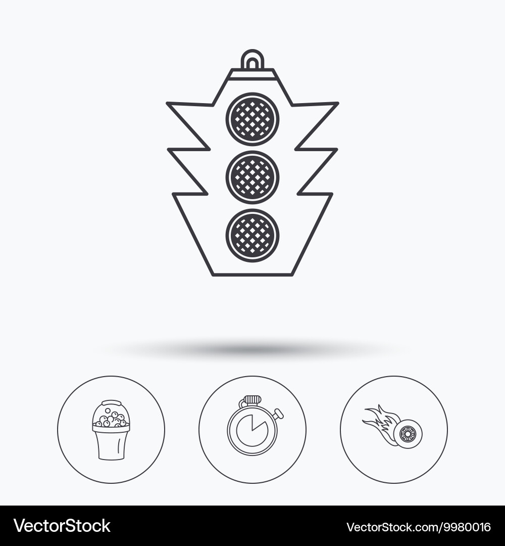 Race traffic lights and speed icons Royalty Free Vector