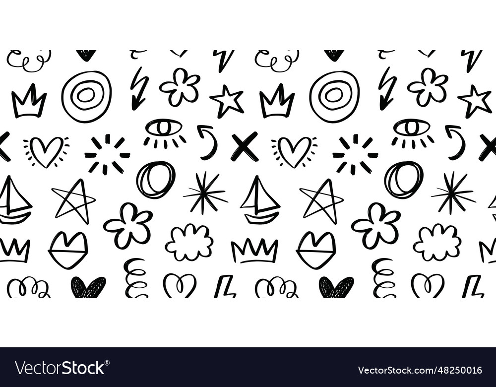 Scribble doodles abstract seamless pattern print Vector Image