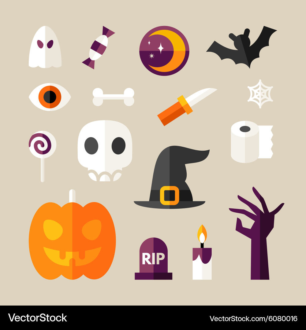 Set of halloween and decorative elements pumpkin Vector Image