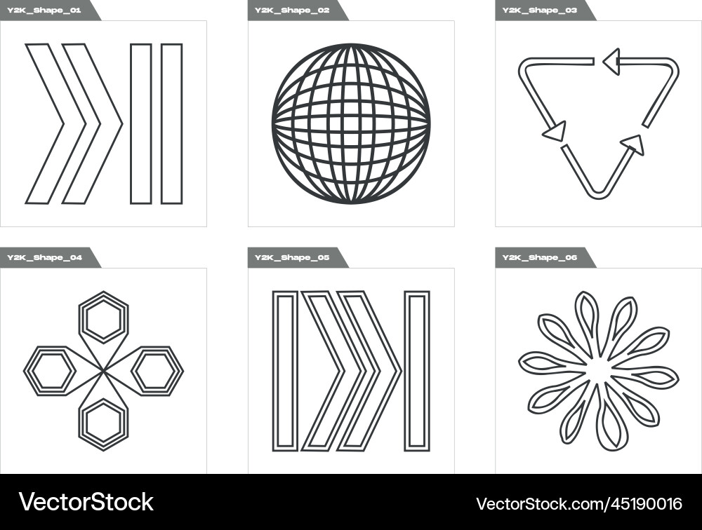 Set of y2k style of objects extraordinary Vector Image
