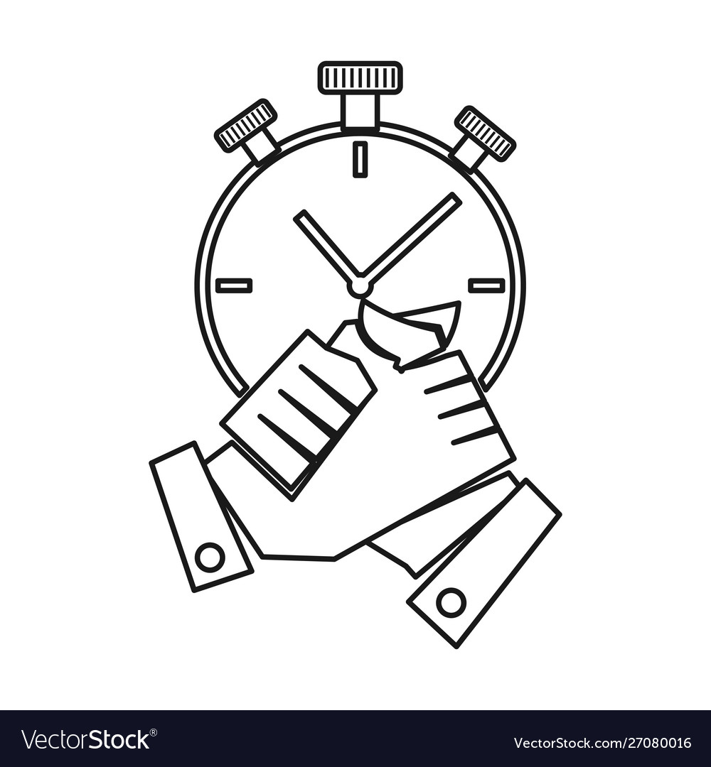 Stopwatch hand commitment teamwork together Vector Image