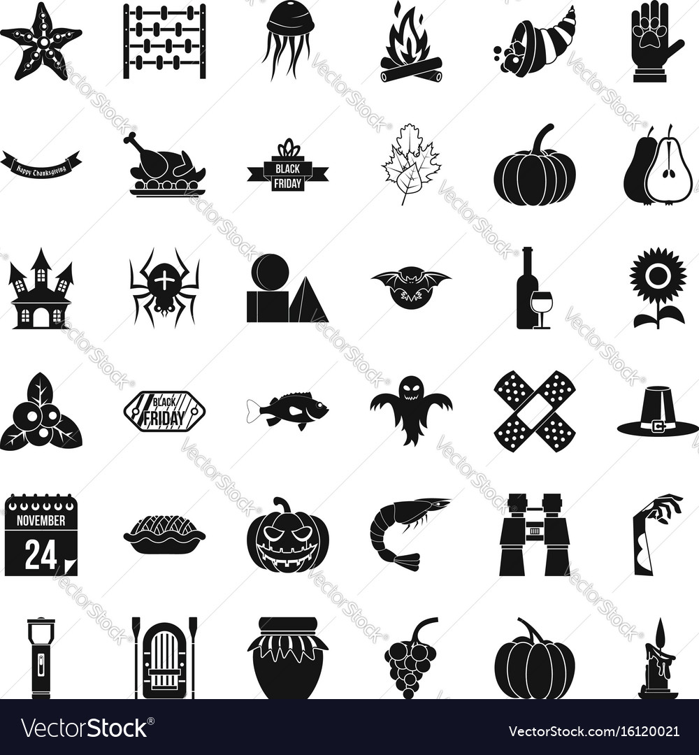 Autumn holiday icons set simple style Royalty Free Vector