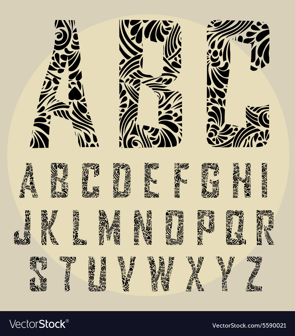 Calligraphic alphabet design elements Royalty Free Vector
