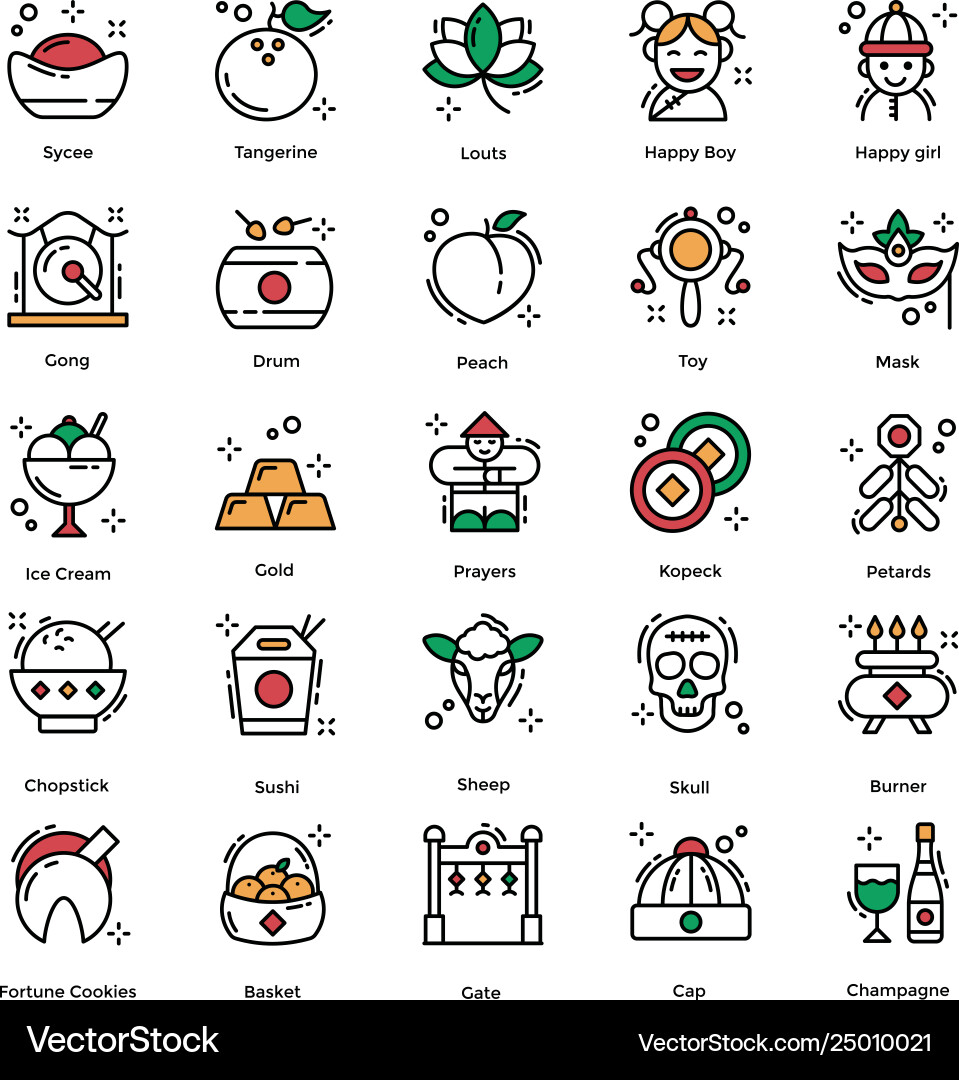 Chinese new year celebration icons Royalty Free Vector Image