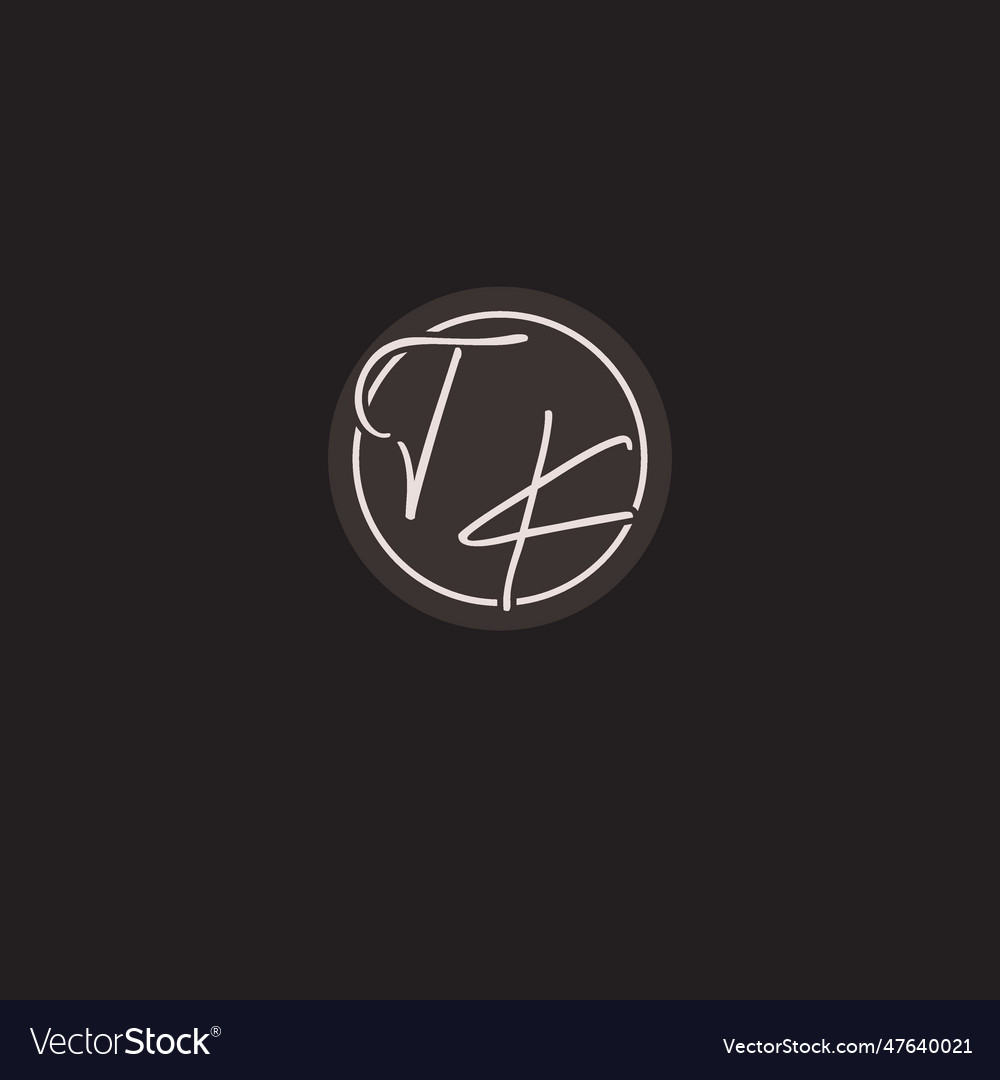 Initials tk logo monogram with simple circle line Vector Image