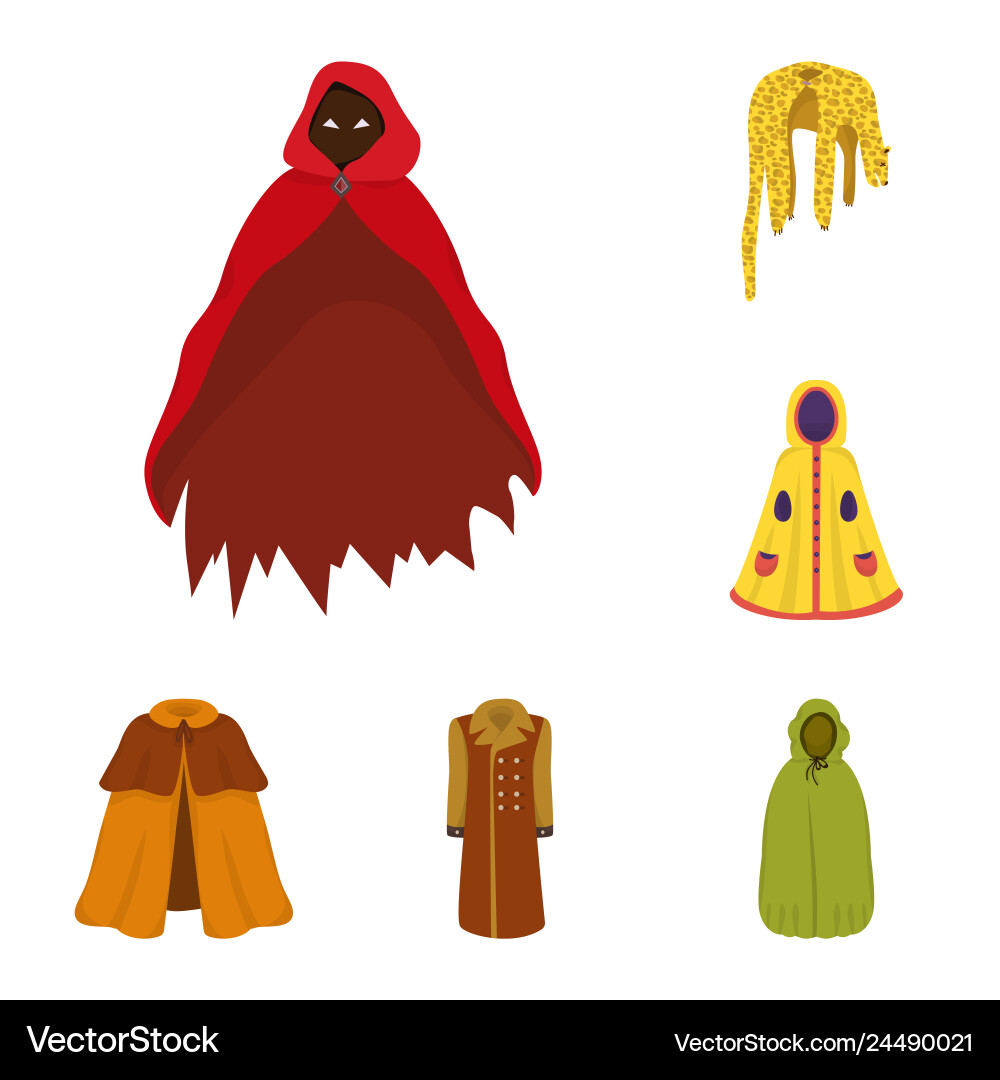 Isolated object of cloak and clothes icon set Vector Image