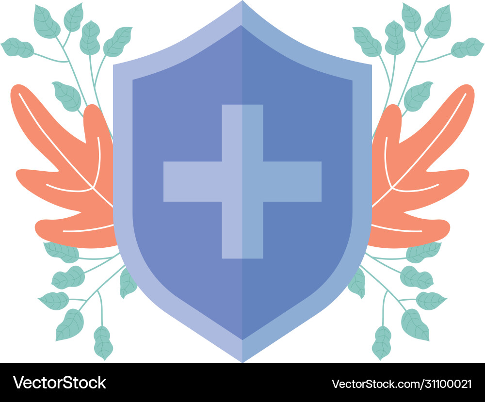 Medical shield protection emergency cross symbol Vector Image