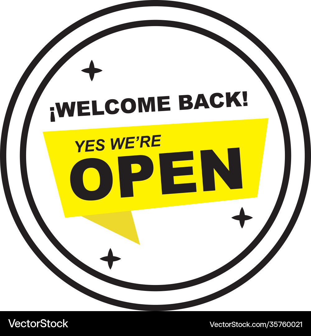 Reopening lettering in ribbon sticker half line Vector Image