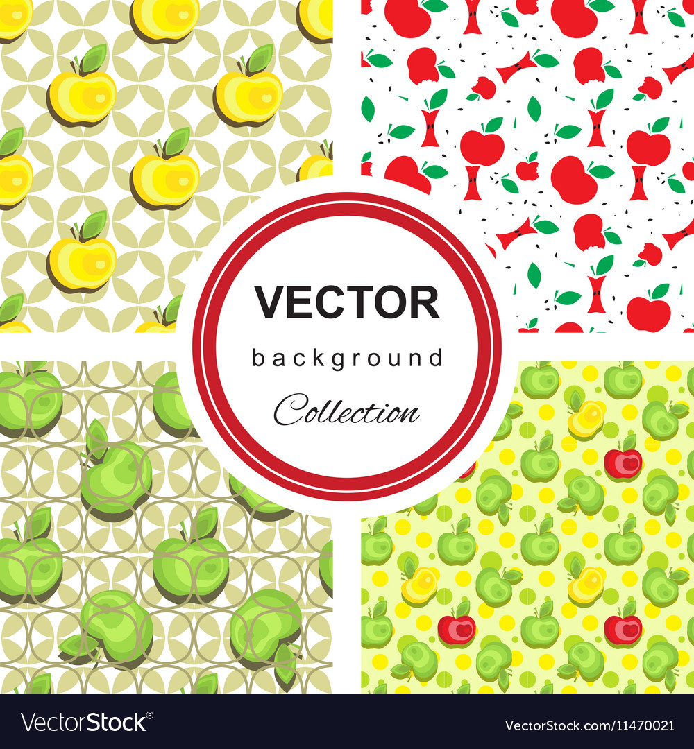 Seamless apple background pattern collection Vector Image