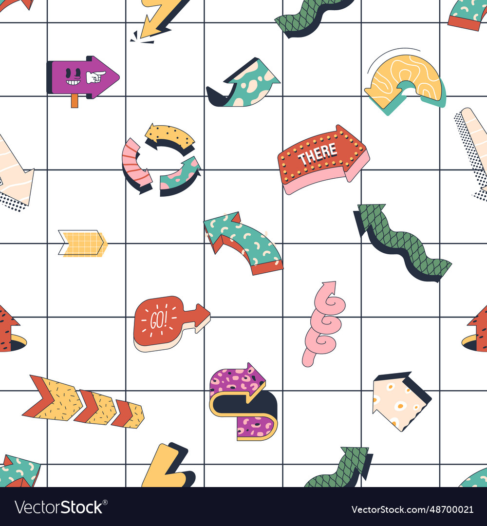 Seamless pattern featuring dynamic arrow signs Vector Image