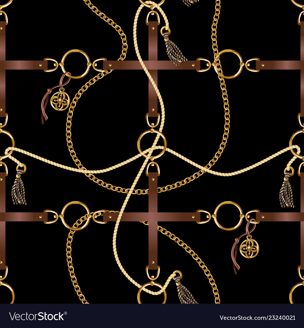 Seamless pattern with belts chain Royalty Free Vector Image