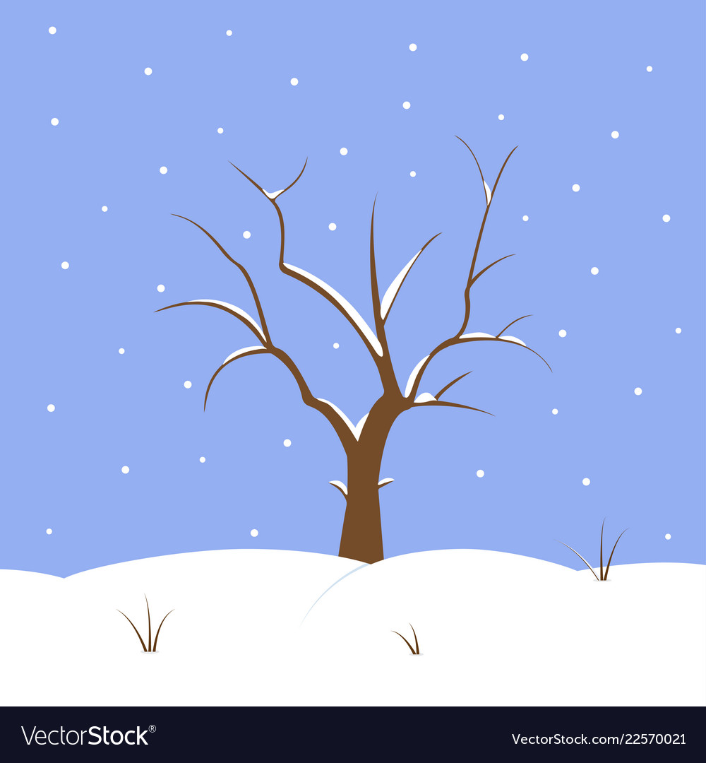 Snowy background with tree Royalty Free Vector Image