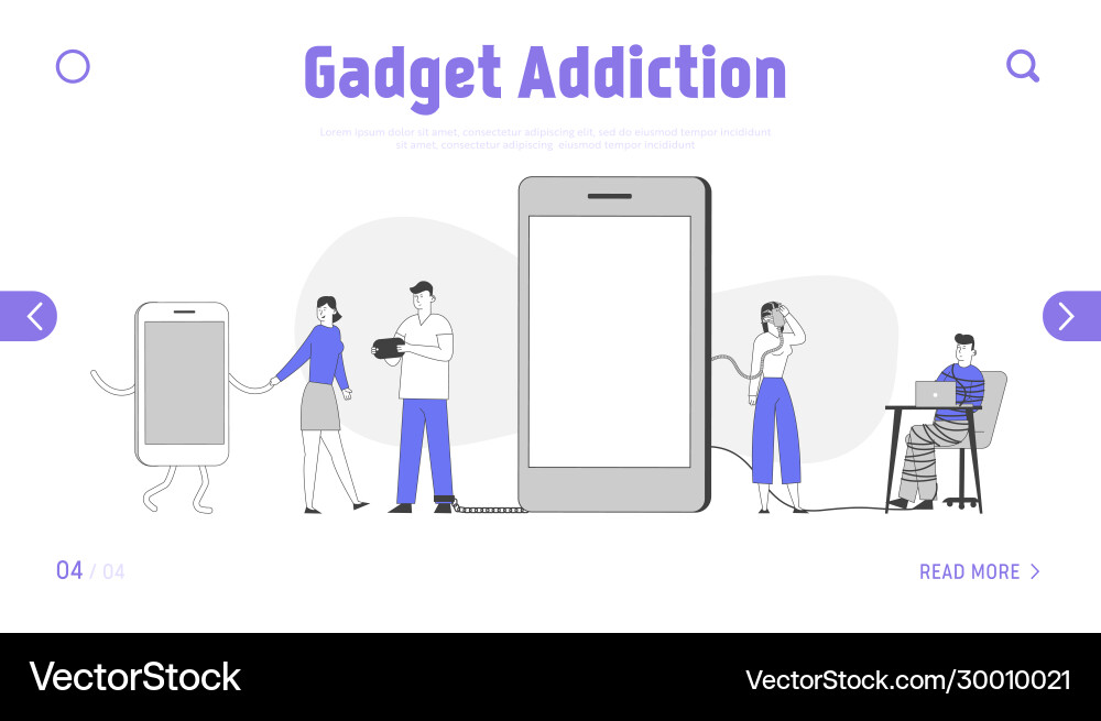 Social media addiction landing page template Vector Image