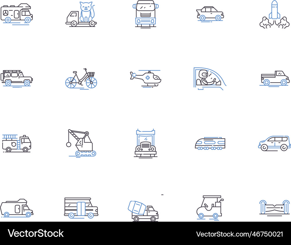 Transport outline icons collection transportation Vector Image
