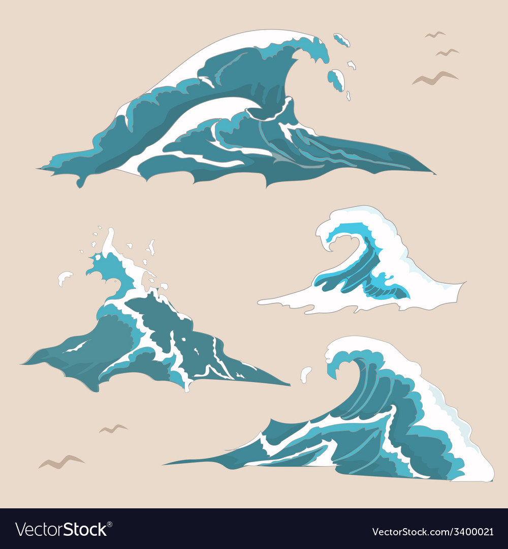 Wave ocean Collection Royalty Free Vector Image