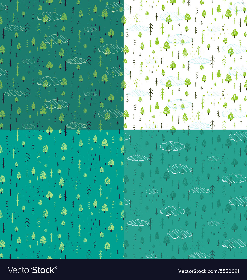 Wild forest hand drawn seamless pattern background
