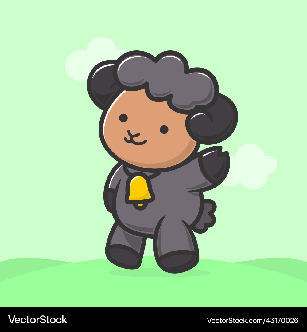 A cute black sheep raising his han Royalty Free Vector Image