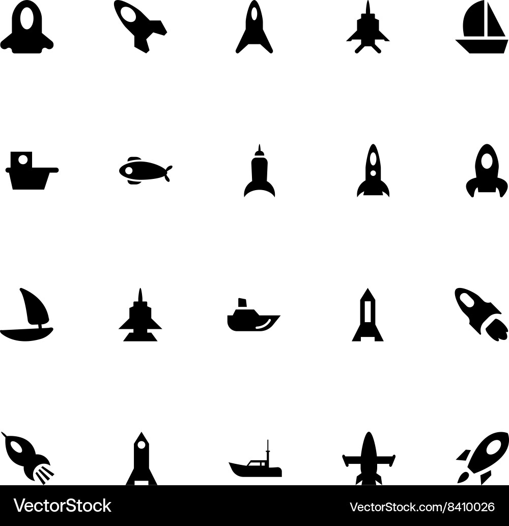 Aircraft and Ships Icons 4 Royalty Free Vector Image