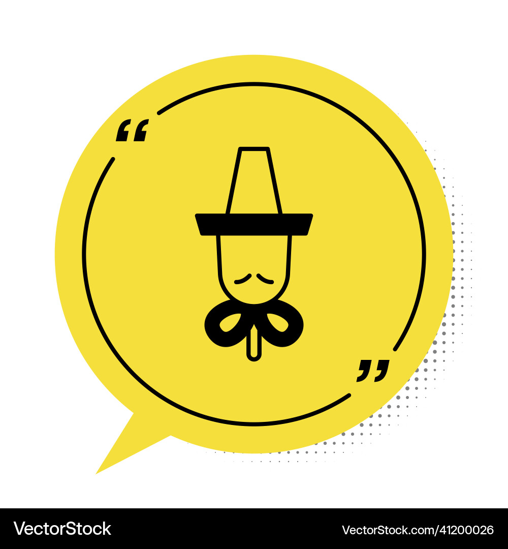 Black traditional korean hat icon isolated Vector Image