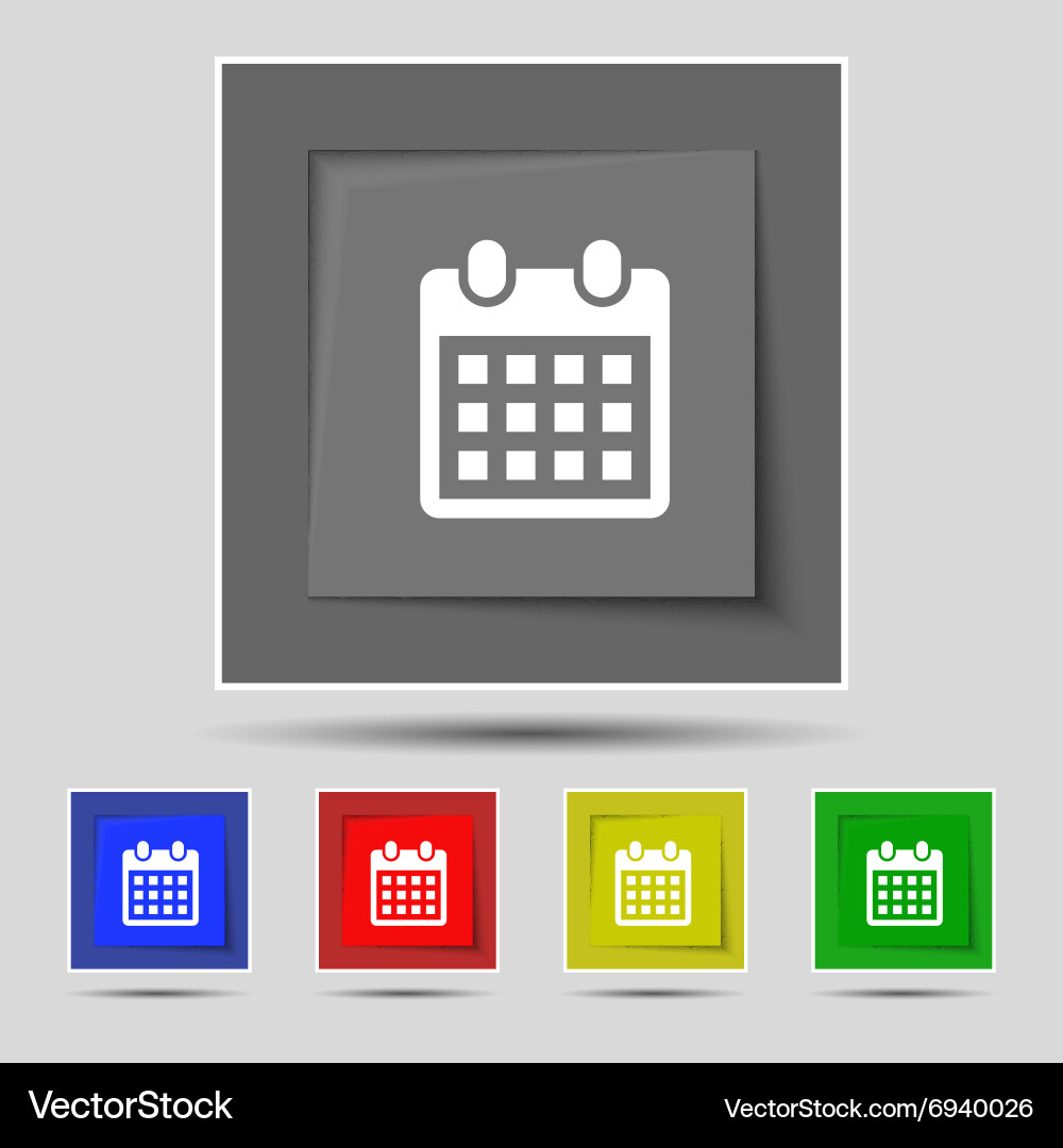 Calendar page icon sign on original five colored Vector Image