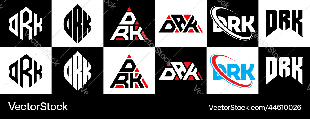Drk letter logo design in six style polygon Vector Image