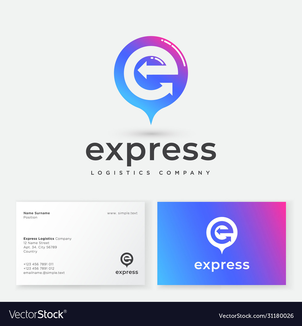 Express logo e monogram arrows like map mark Vector Image