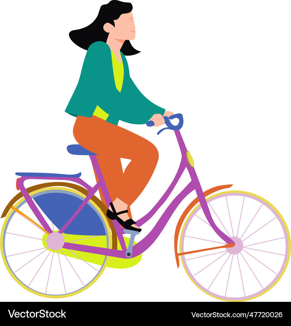 Girl is riding a bicycle Royalty Free Vector Image