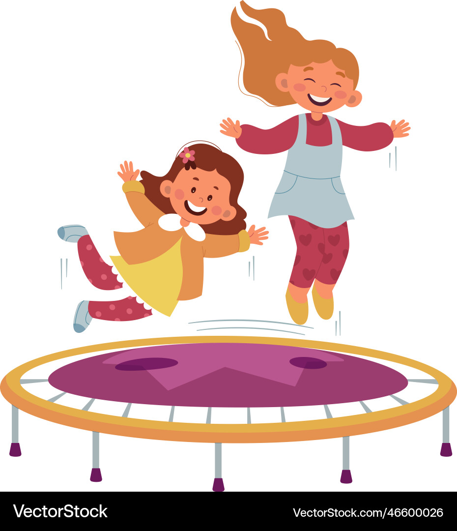 Girls jumping on trampoline Royalty Free Vector Image