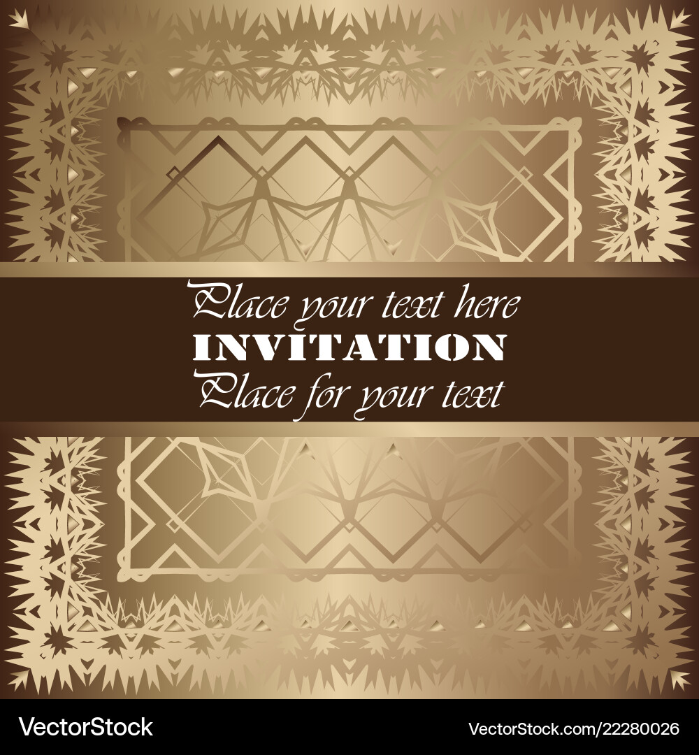 Golden invitation vintage floral pattern Vector Image