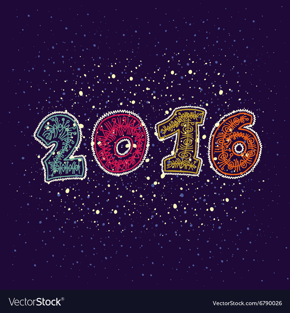 Happy new year 2016 greeting card design element Vector Image