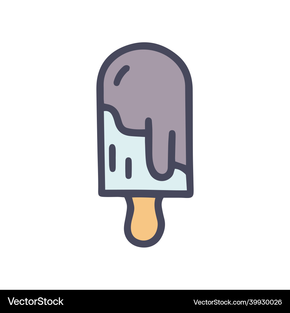 Ice lolly color doodle simple icon Royalty Free Vector Image