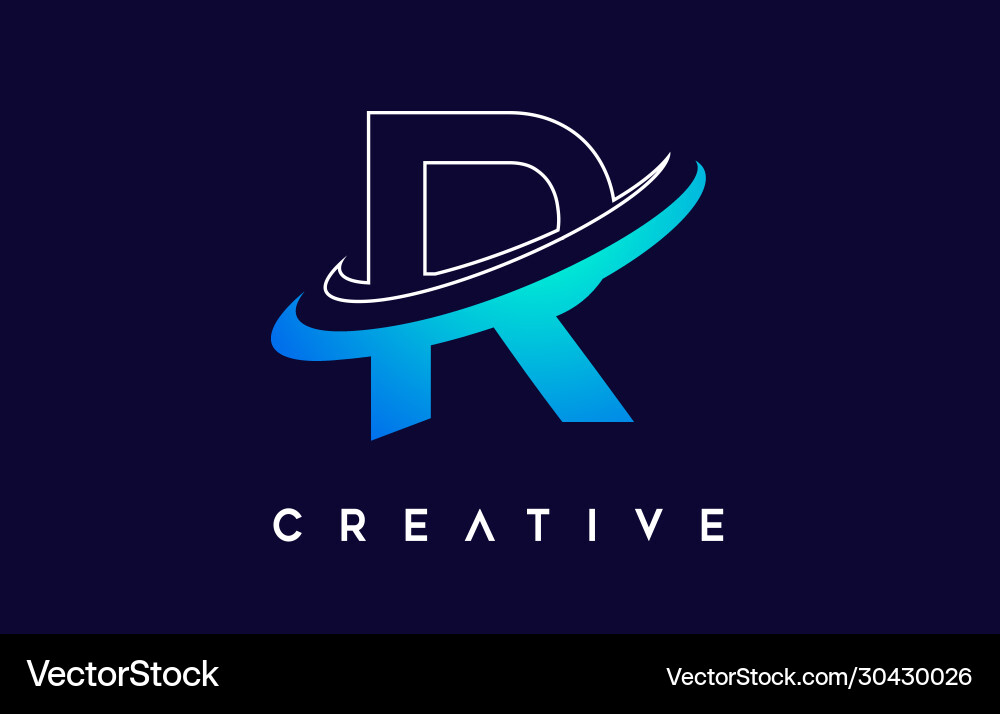 Letter r logo r design with blue swash Royalty Free Vector