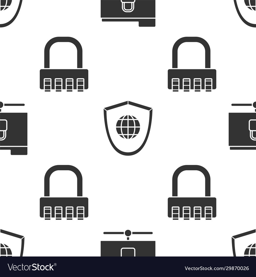 Set ftp folder and lock shield with world globe Vector Image