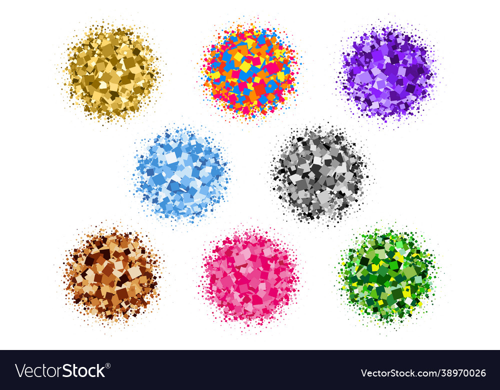Set round colorful explosion confetti Royalty Free Vector