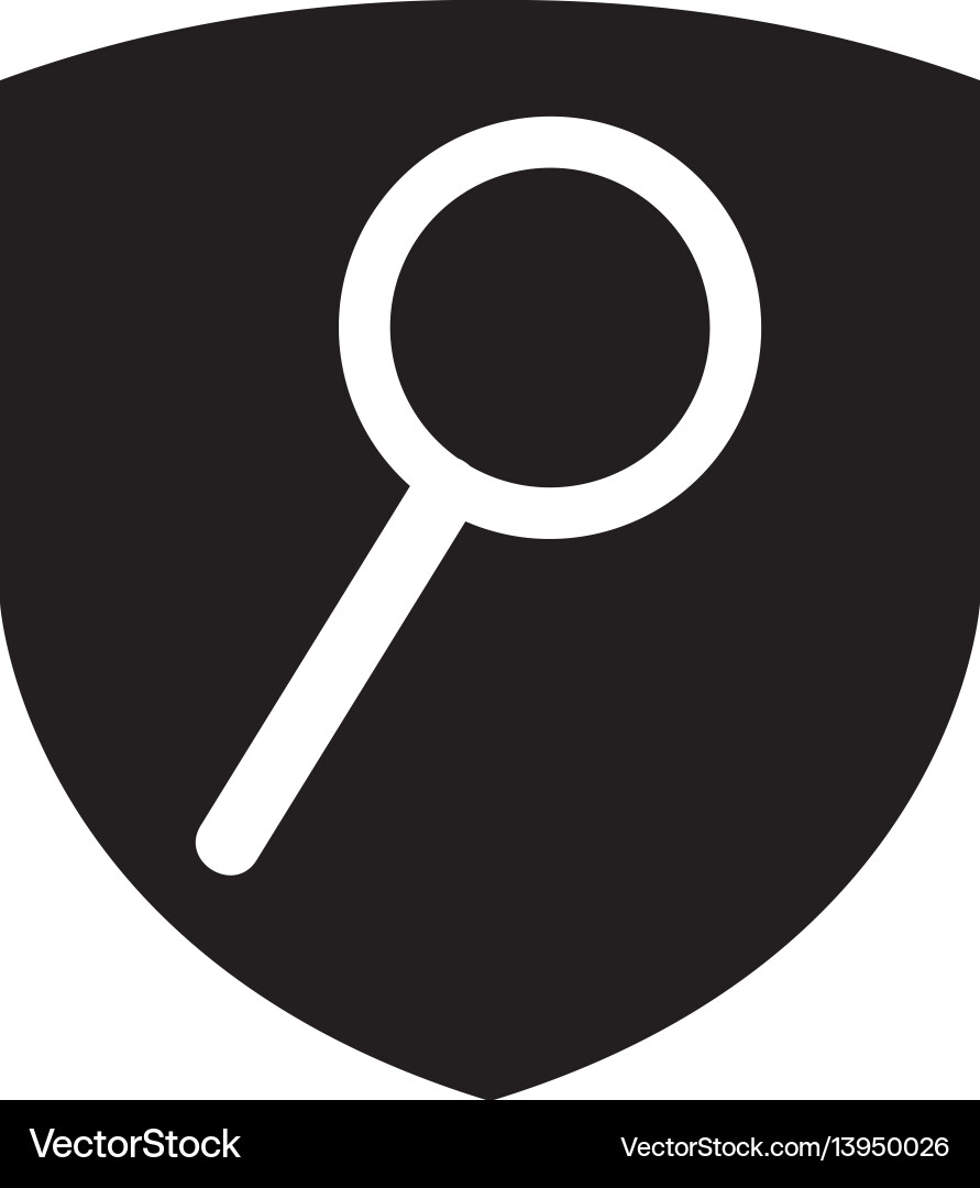 Shield insurance with magnifying glass isolated Vector Image
