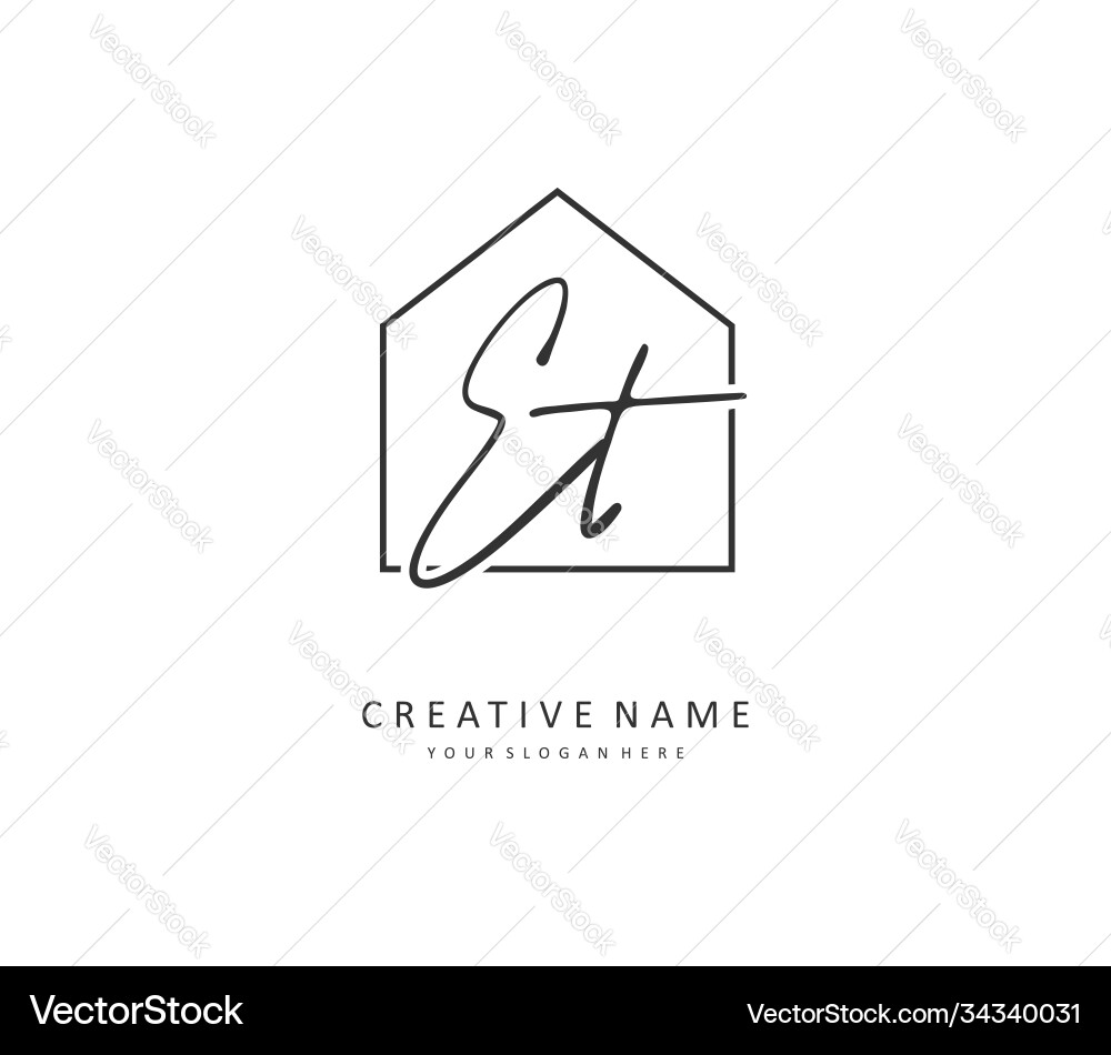 E t et initial letter handwriting and signature Vector Image