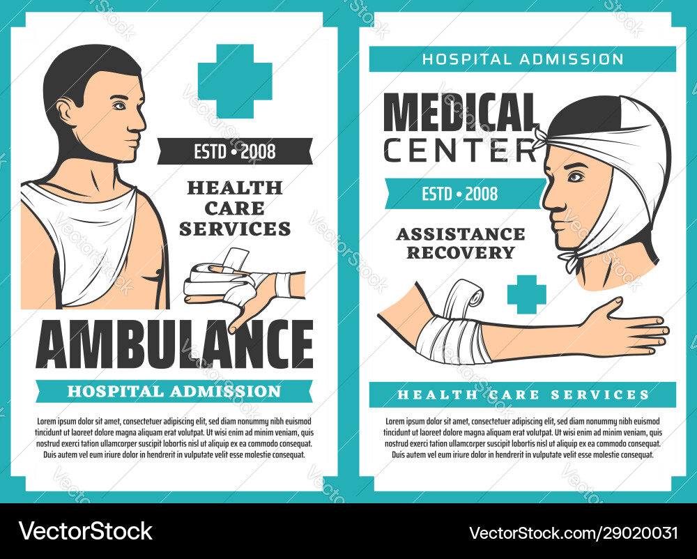 First aid service bandaging ambulance traumas Vector Image