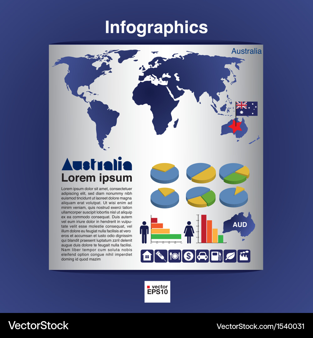 Infographic map of Australia EPS10 Royalty Free Vector Image