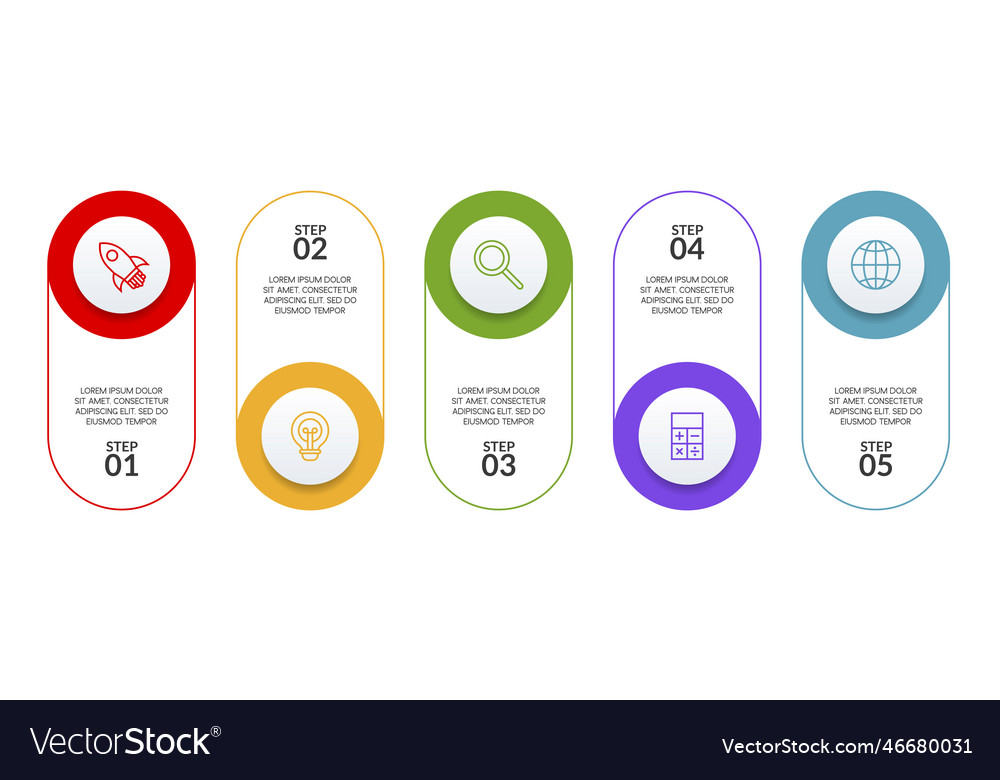 Infographics design template and icons with 5 Vector Image