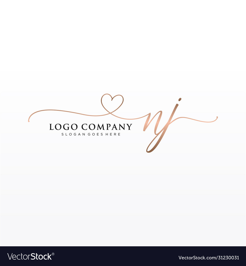 Initial nj beauty monogram and elegant logo design